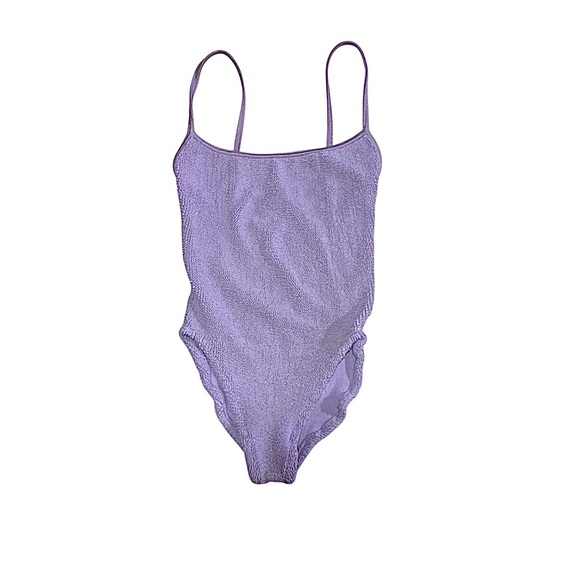 Swim | Hunza G Pamela Crinkle Stretch Lilac Purple Blue One Piece ...